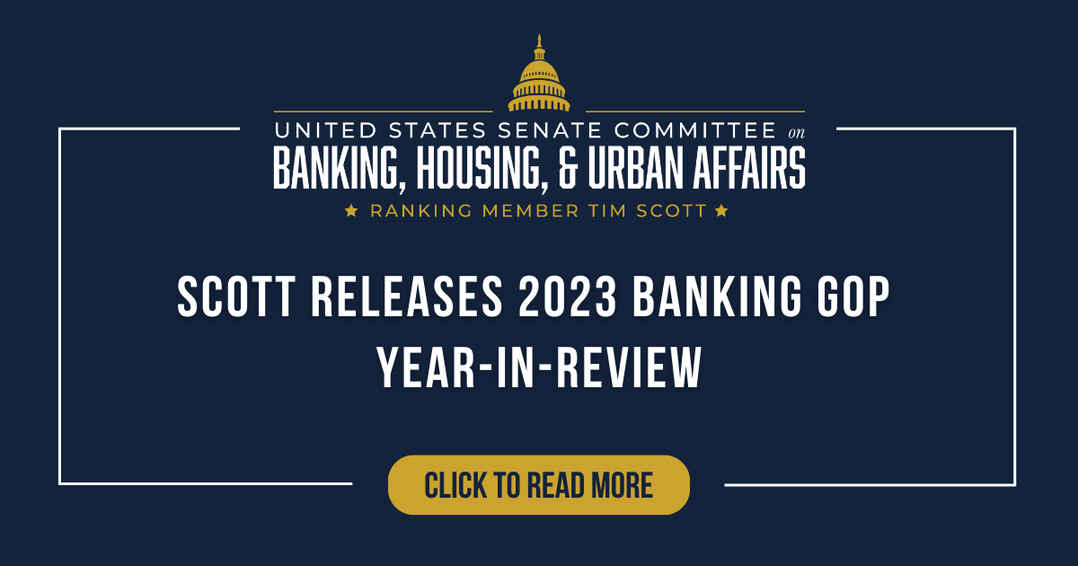 Scott Releases 2023 Banking GOP Year-in-Review | United States ...